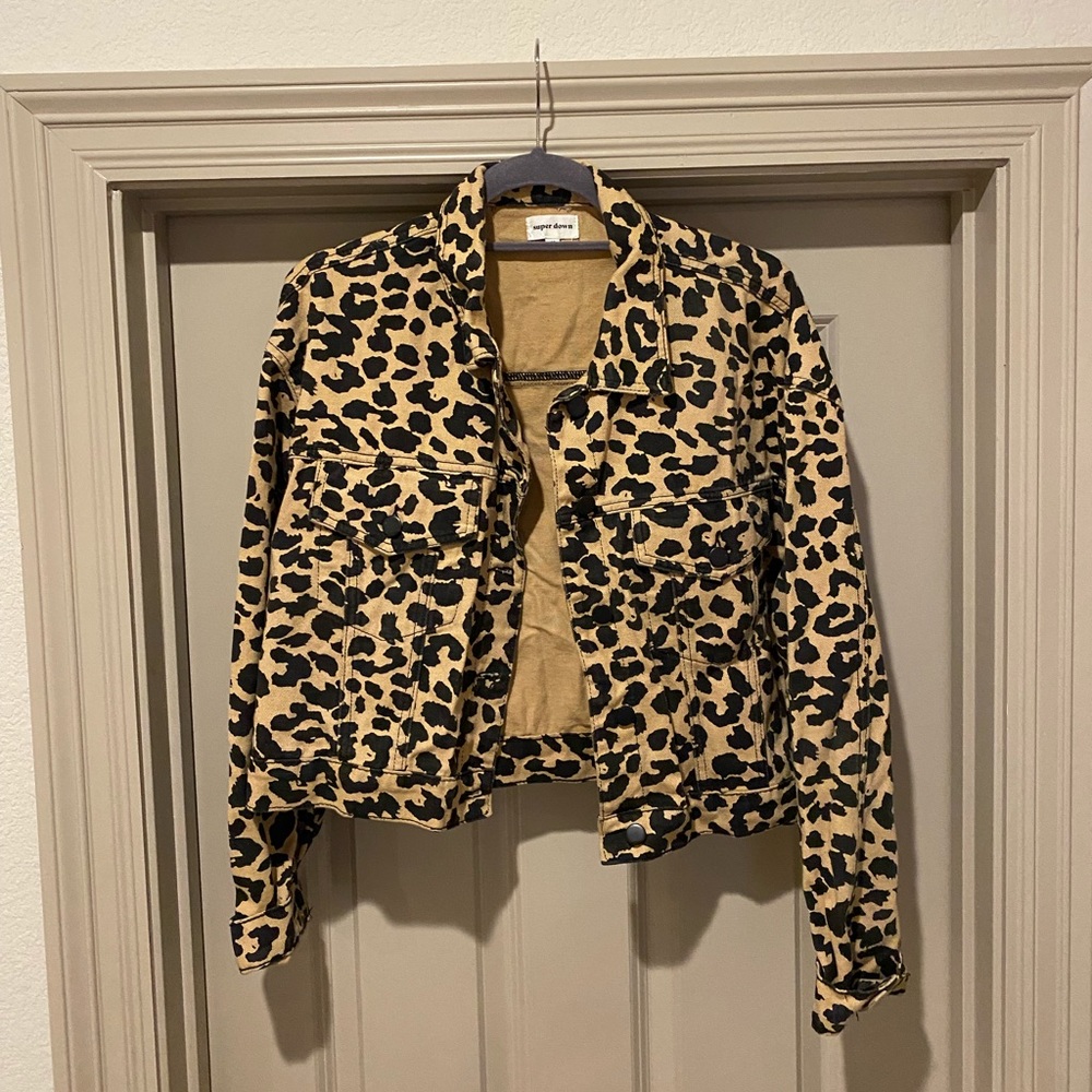 Cheetah Print Denim Jacket - Gem